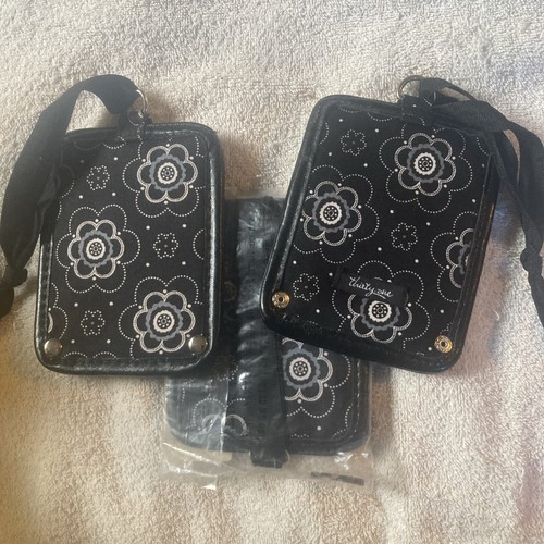 3 THIRTY ONE NEW BLACK ONYX BLACK BLOSSOM LUGGAGE TAGS CLOSED 5.25"X 4 ...