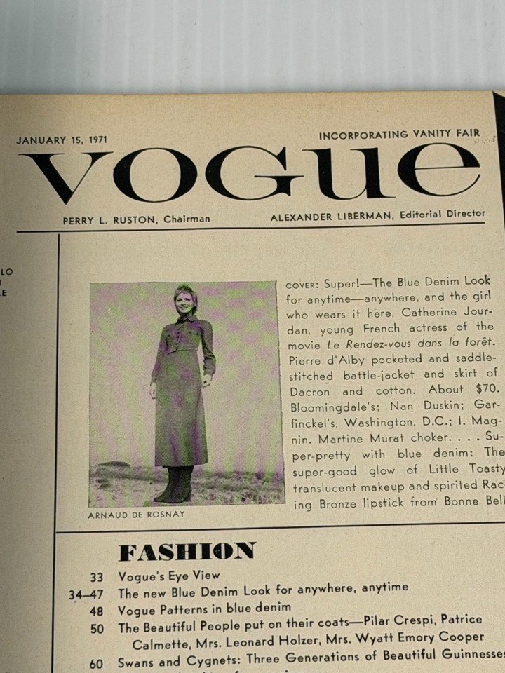 Vogue Magazine January 15, 1971 The Perfect Bosom Catherine Jourdan | eBay