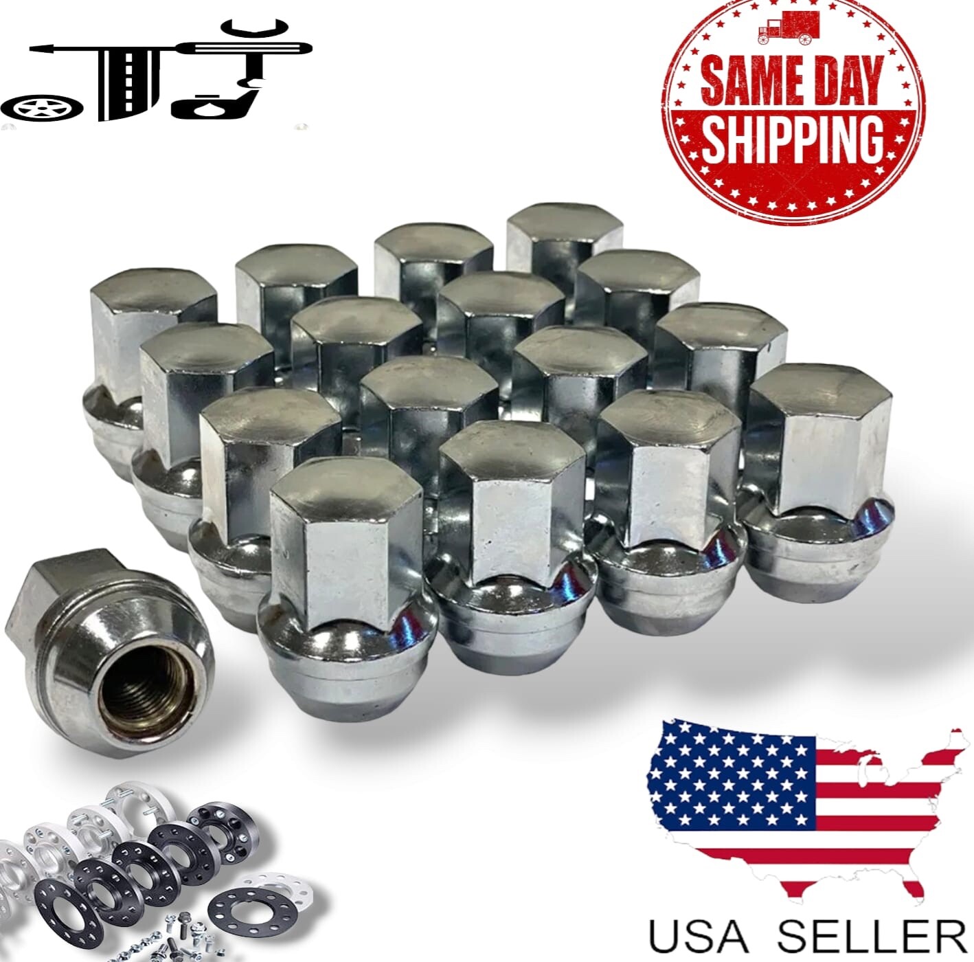 20Pc Chrome 14x1.5 OEM Factory Style Lug Nuts Fit Land Rover Cone Wheel ...