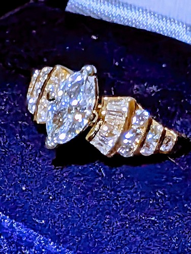 Stunning Natural 100% AUTHENTIC, REAL 1ct Marquise Diamond Sz. 7 Ring ...