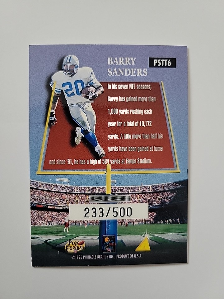 1996 Pinnacle Summit - Turf Team Barry Sanders #PSTT6 Premium Stock ...