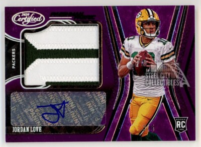 Jordan Love 2020 Panini Certified Purple Autograph Rookie Patch Card ...