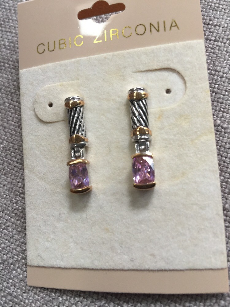 NEW "designer inspired" Light Pink CZ Cable Rope 2 Tone Drop Linear ...