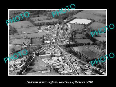 OLD LARGE HISTORIC PHOTO HANDCROSS SUSSEX ENGLAND AERIAL VIEW OF TOWN ...