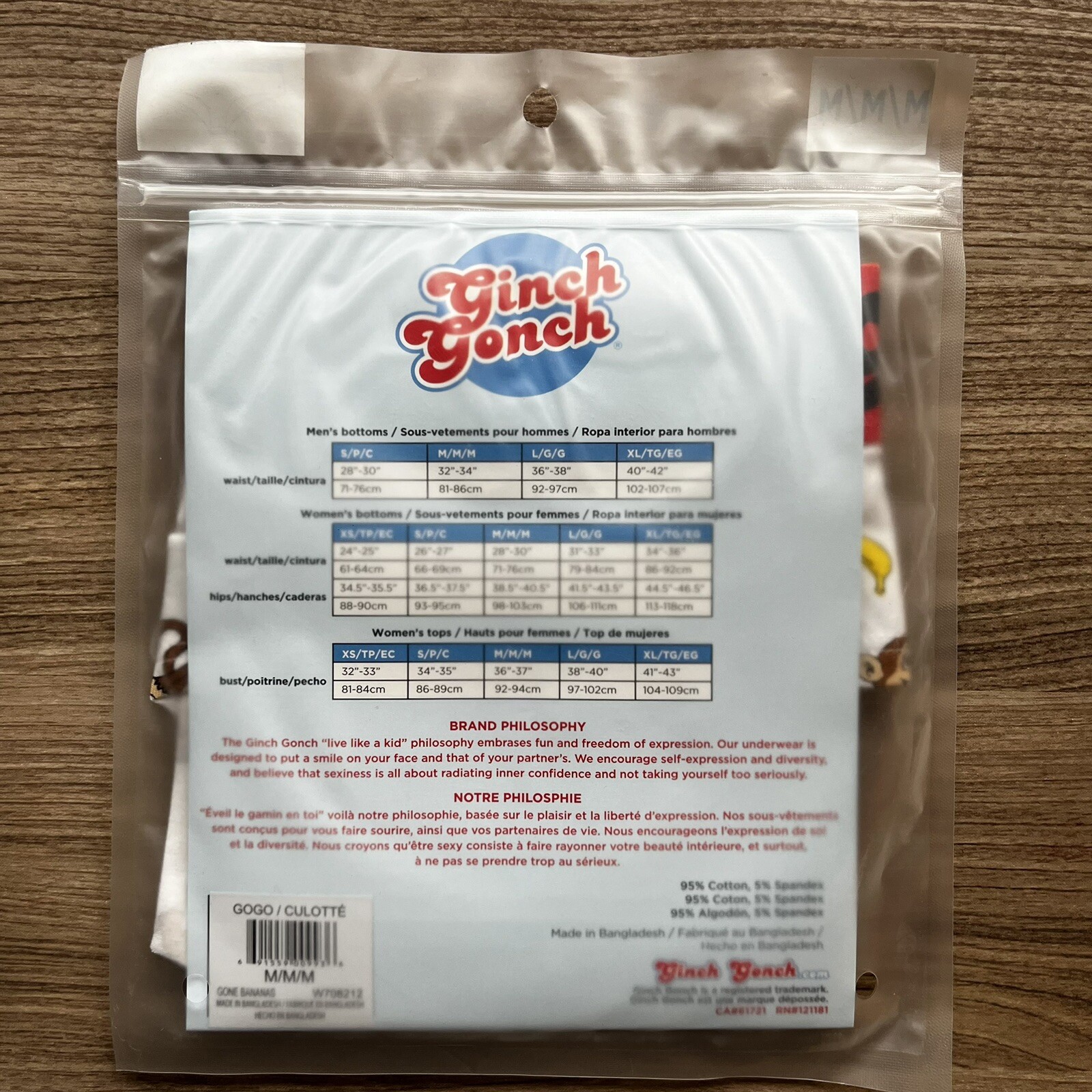 Ginch Gonch GoGo "GONE BANANAS" Women's Fun Underwear Panties Knickers ...