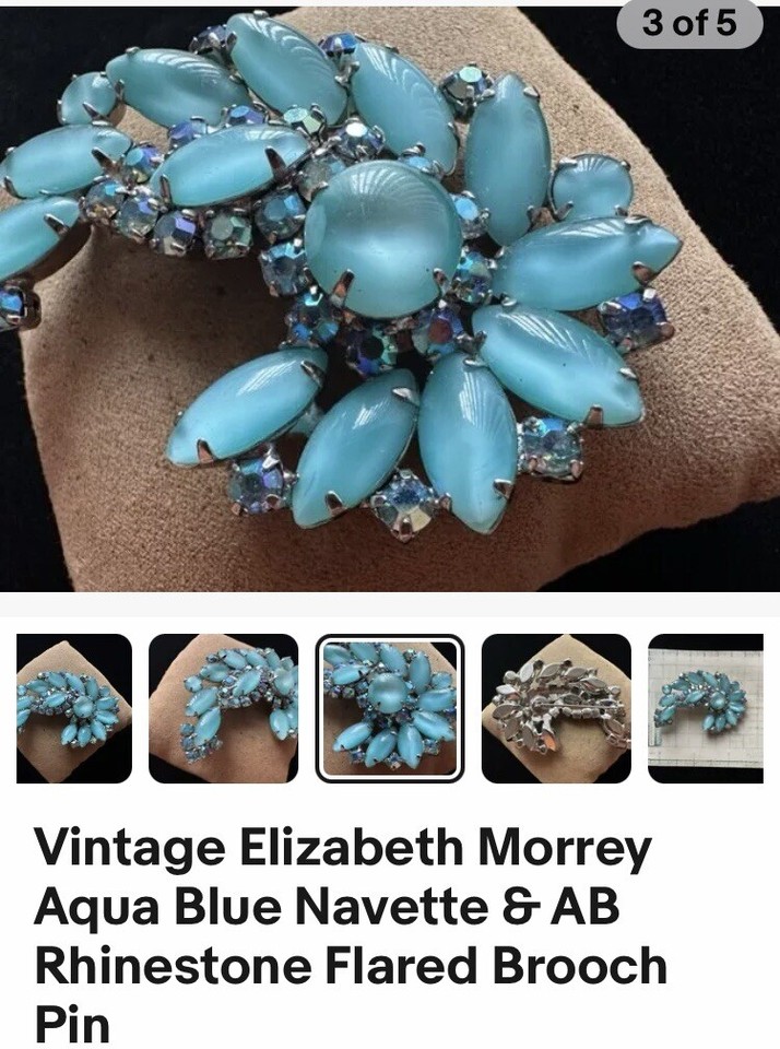 Vintage Rhinestone Earrings Elizabeth Morrey Aqua Blue Hollywood ...