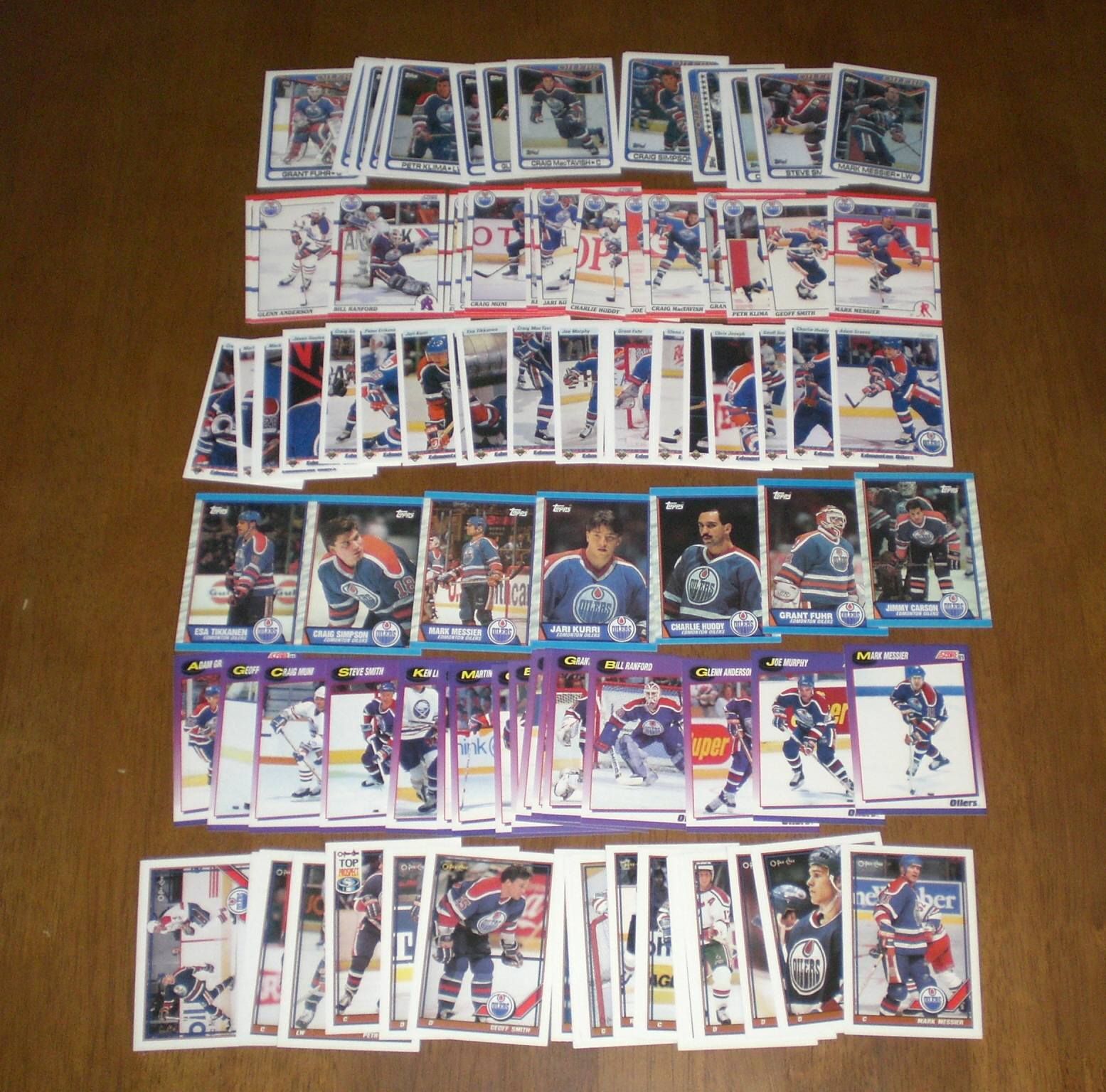6 EDMONTON OILERS TEAM SETS 1990's - SCORE - TOPPS - OPC - UPPER DECK ...