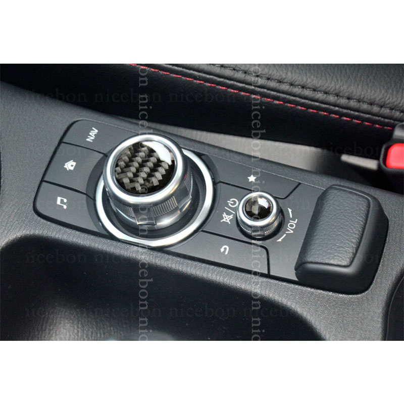 True carbon fiber Parts knob volume button Trim For toyota Yaris iA ...