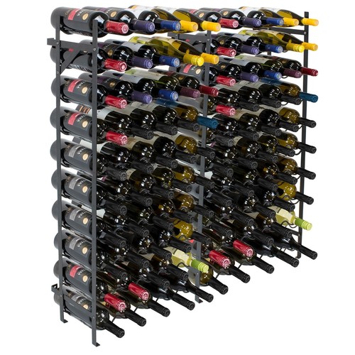 Freestanding 10-tier Black Metal 100-bottle Wine Rack Black ...