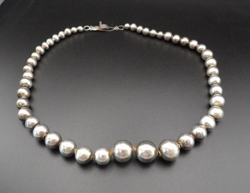Vintage Iguala Mexico Sterling Silver Graduated Bead Necklace 18" - 29 ...