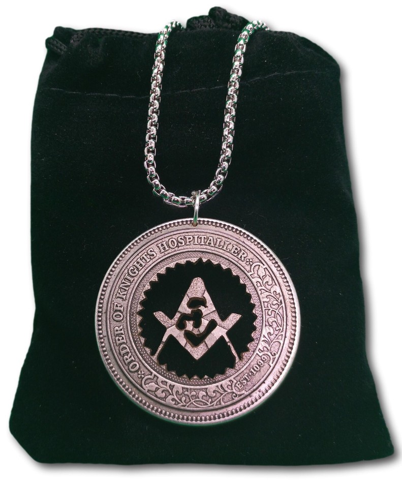 Cut Coin Necklace Masonic Mason Freemason Guild Fantasy Art Hobo Nickel ...