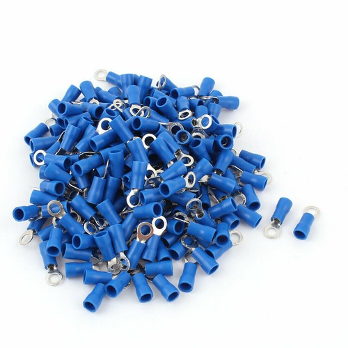200 Pcs 2-4S Insulated Wire Connector Ring Crimp Terminal Blue 16-14AWG ...