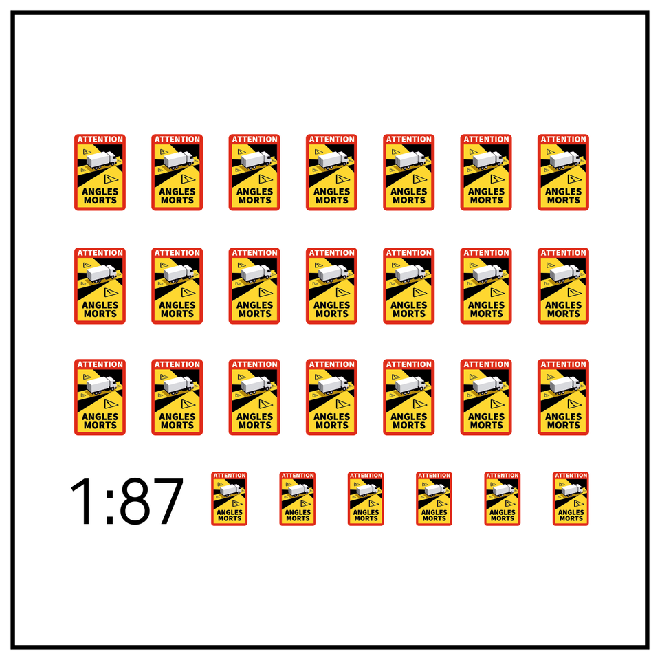 Waterslide Decal 1:87 - Angles Morts Markierung LKW Frankreich HERPA Wiking MB | eBay