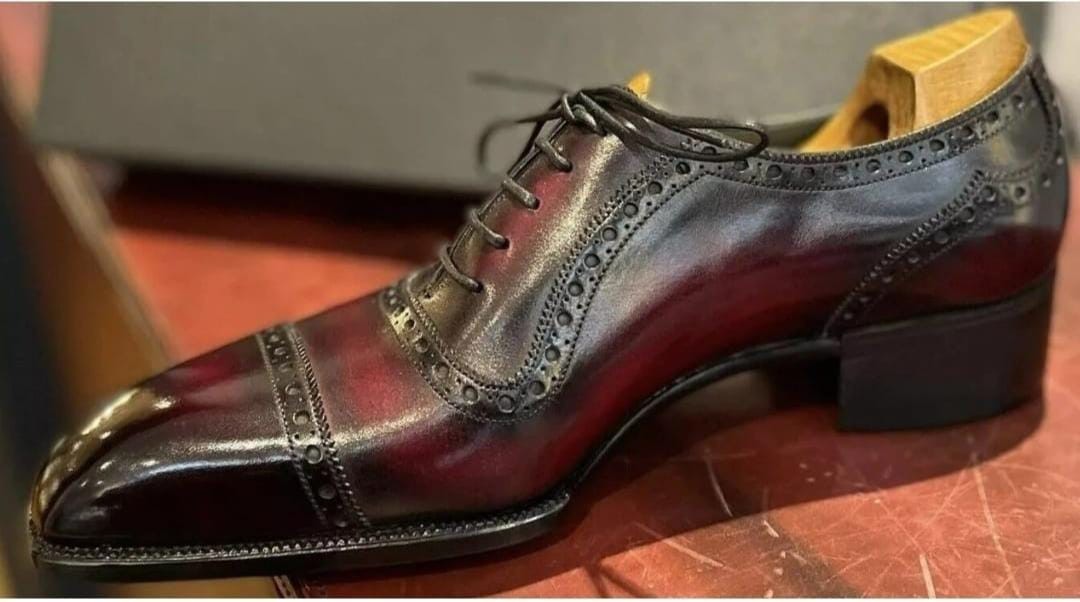 Italian Handmade Shoes UK Men's Burgundy Calf Leather Goodyear Custom ...