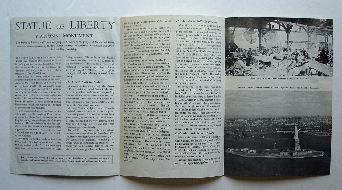 Statue of Liberty National Monument, Vintage 1957 Brochure/Pamphlet | eBay