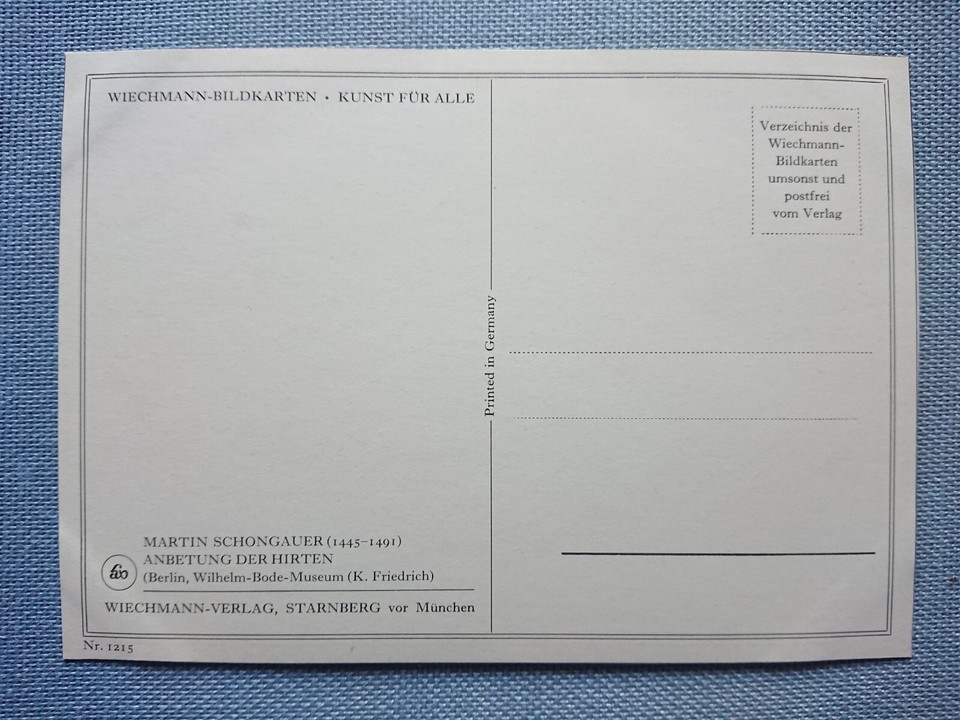 alte Ansichtskarte Postkarte AK Martin Schongauer Anbetung d. Hirten ...