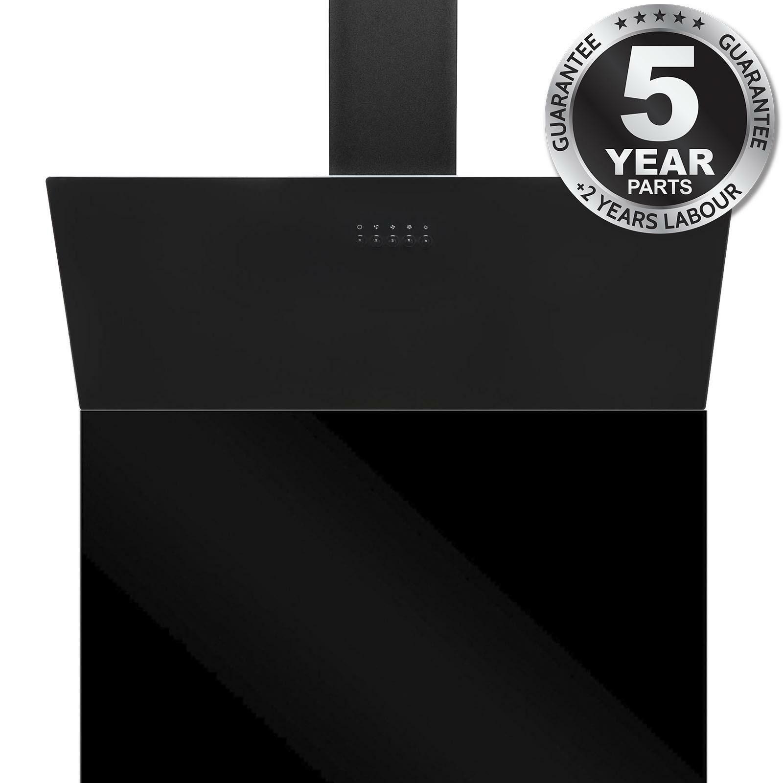 SIA 90cm Black Angled Cooker Hood Extractor Fan & Toughened Glass ...