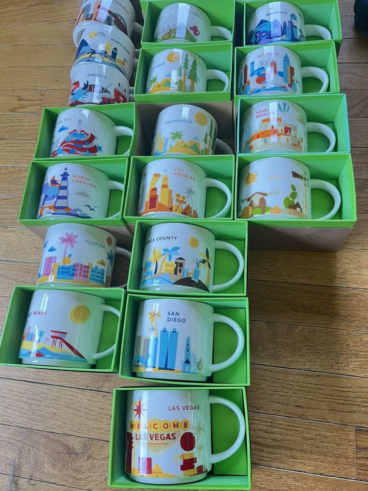 STARBUCKS DESTINATION MUGS YOU ARE HERE NEW IN BOX W/ TAGS 14 Ounce ...