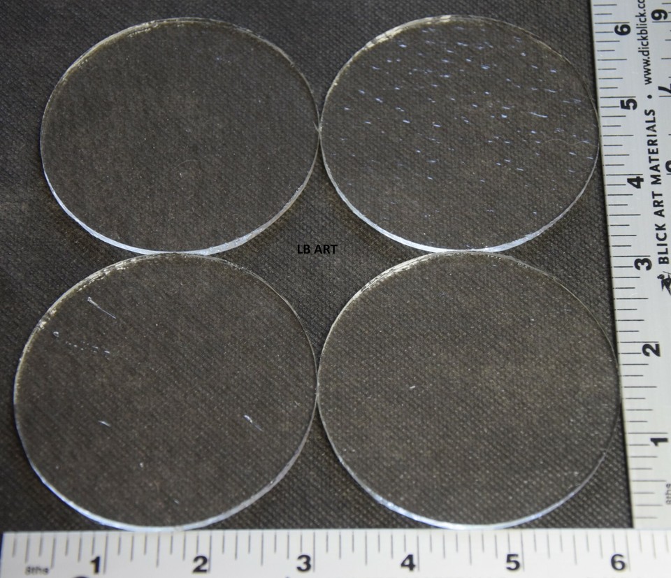 4 - 3" CIRCLES OF CLEAR BULLSEYE 3mm THICK GLASS 90 COE TESTED ...