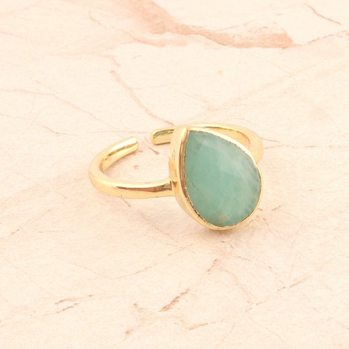 7x11 mm Pear Stone Amazonite Yellow Gold Plated For Girls Wear ...