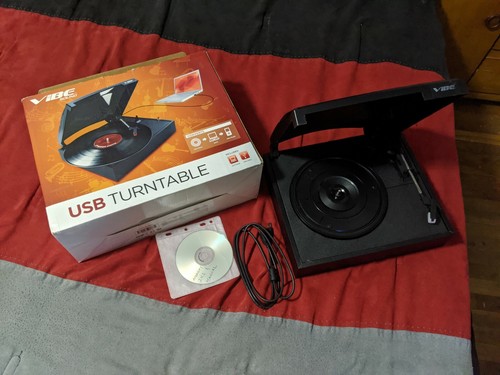 Vibe Sound VS-2001-USBT USB Turntable 2 Speeds 33 45 Belt Drive Ceramic ...