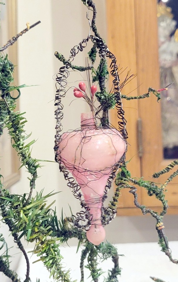 Wire-wrapped Pink Pacifier, with Red Berries. Early 1900s German Glass ...