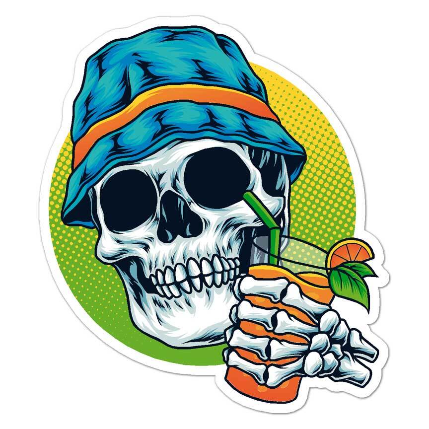 Skull Tropical Drink, Vinyl Decal Sticker, Indoor Outdoor, 3 Sizes ...