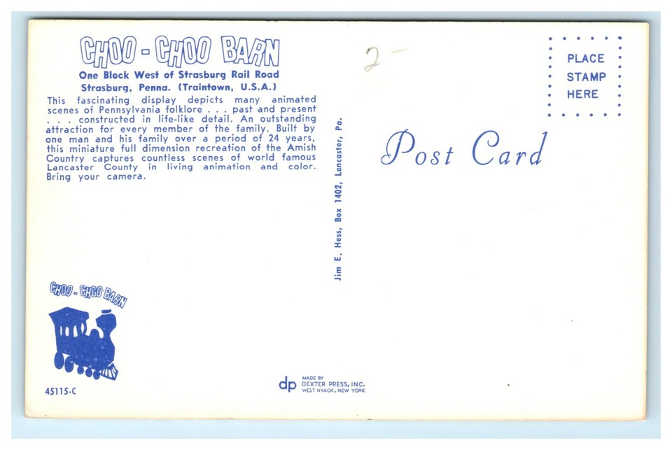 POSTCARD Display Choo-Choo Barn Strasburg Pennsylvania Traintown USA ...