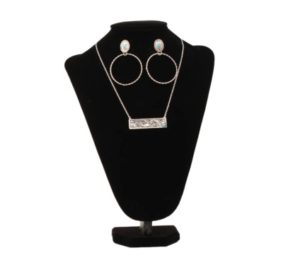 Silver Strike Silver Floral Tooled Bar Necklace And Earrings Set D450021236 | eBay