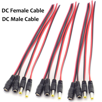 5PCS 12V DC Power Male Female Cable Plug Connector Socket Jack CCTV LED ...