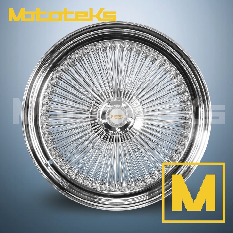 16X7 LUXOR WIRE WHEELS 100 STRAIGHT STD CHROME RIMS ADAPTER KNOCK OFF ...