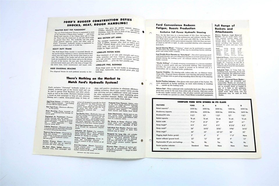 Vintage 1958 Ford Super-Duty Industrial Loader Dealer Brochure Series ...