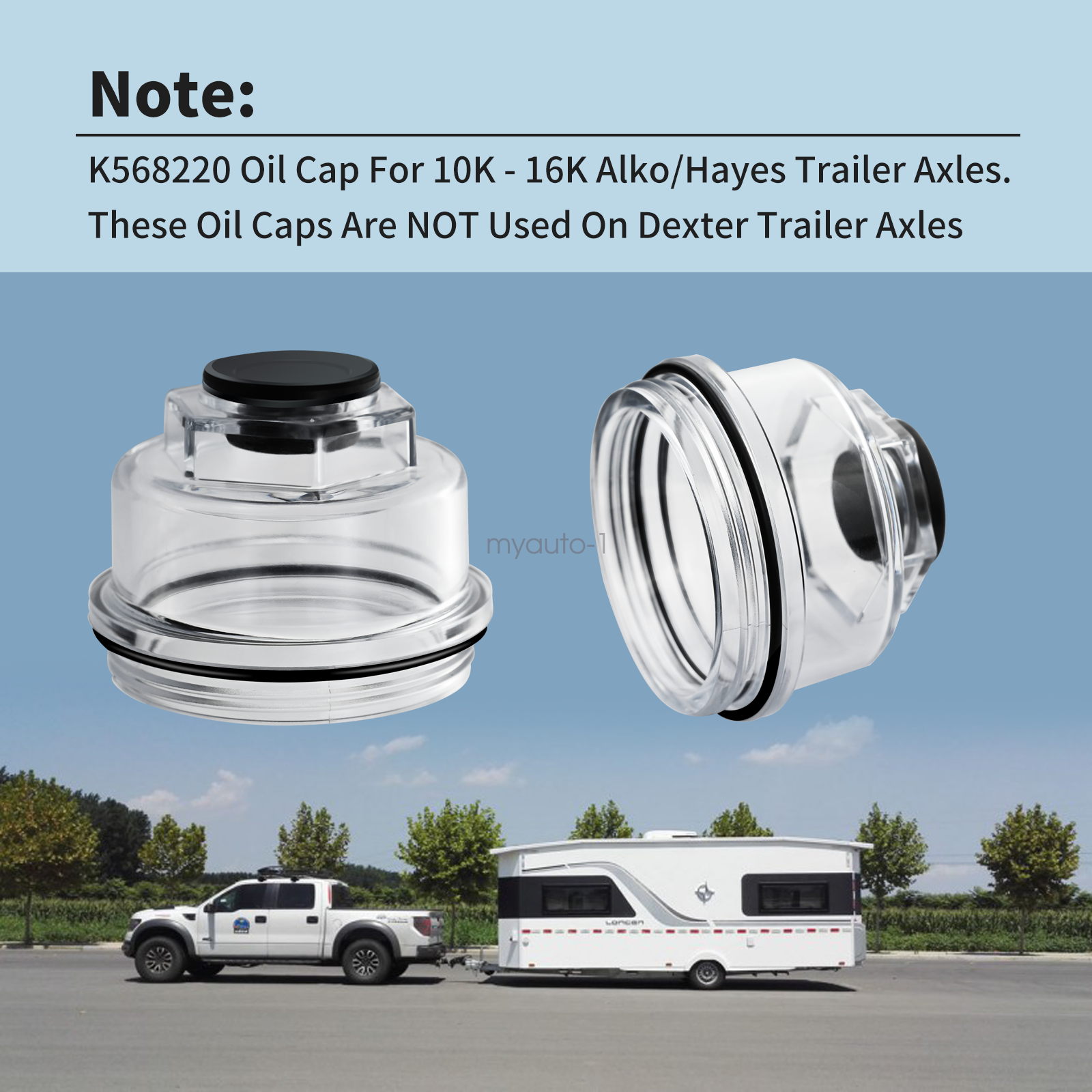2 pieces K568220 3-3/4" Oil Cap Fits AL-KO/Hayes 10K- 16K Trailer Axles ...