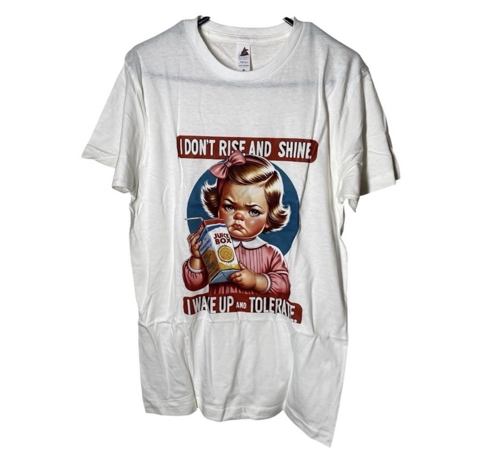 {NEW} Women's White Retro Design Graphic Tee Medium | eBay