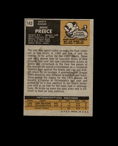 1971 Topps 142 Steve Preece RC EX #D1,441279 | eBay