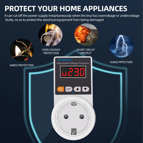 Automatic Voltage Protector Socket AC 220V Adjustable 16A Power Surge ...