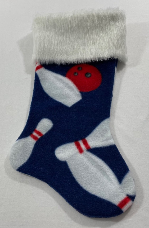 HANDMADE 16"X 9" FLEECE CHRISTMAS STOCKING BOWLING | eBay