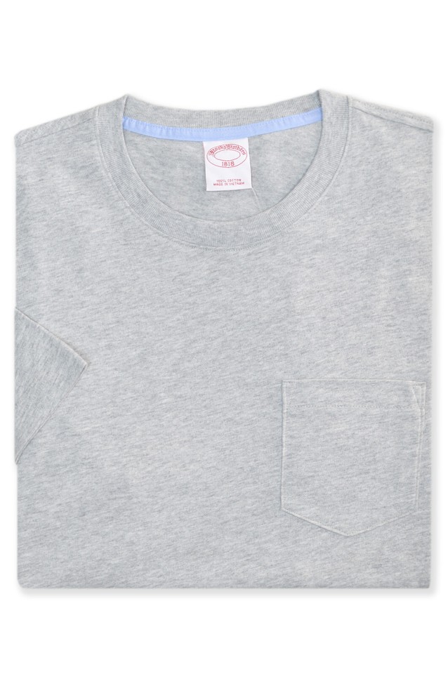 Brooks Brothers Mens Heather Grey Crewneck Pocket Tee T-Shirt, L Large ...