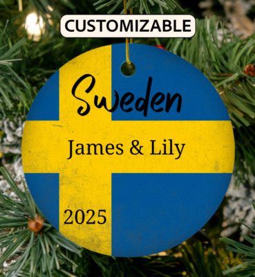 Sweden Flag Ornament, Personalized Sweden Ornament, Custom Sweden Flag ...