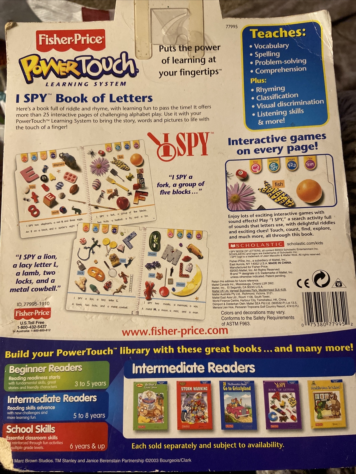 Fisher PowerTouch Learning System- I Spy Book of Letters for sale ...