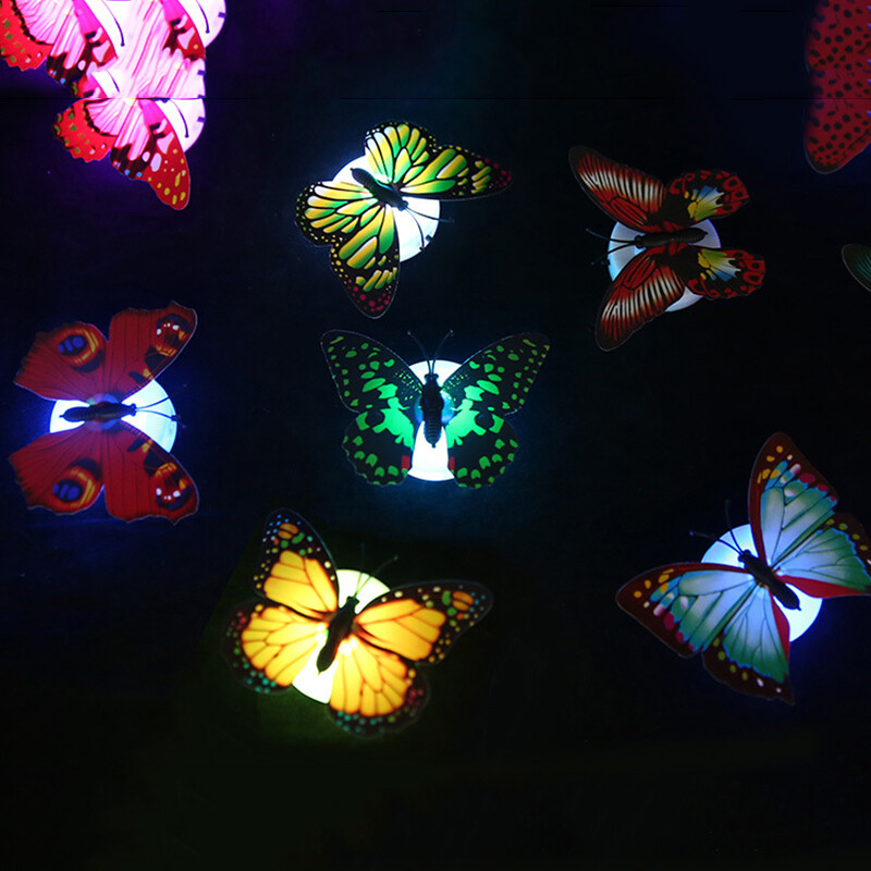 4x Butterfly LED Night Light Glowing Stickable Atmosphere Wall Lights ...