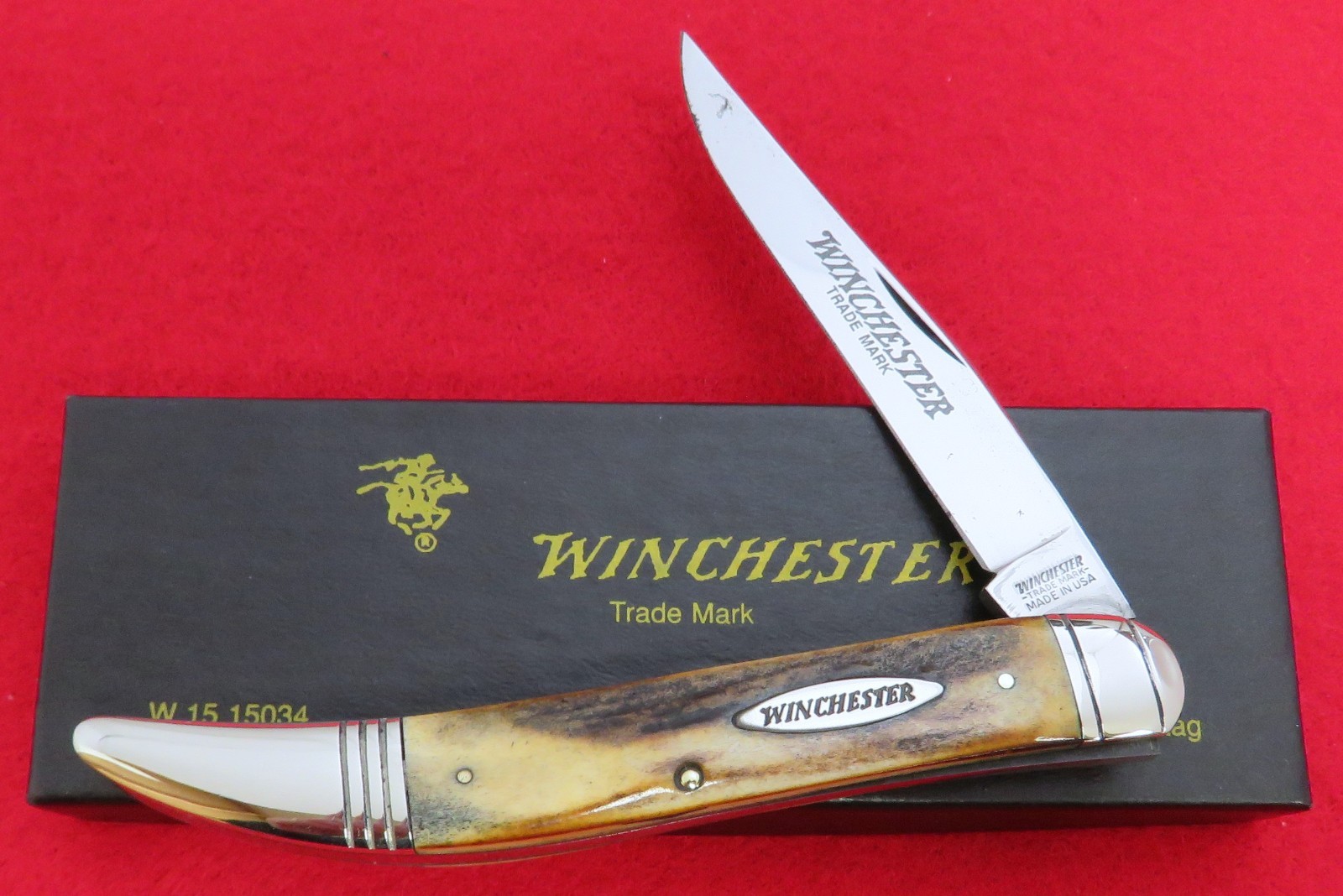 Winchester USA Toothpick Knife 1998 Genuine Stag MIB 5" 15034 Great 1 2 ...