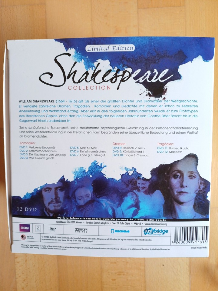 SHAKESPEARE Collection (Limited Edition) - 12 DVDs - Box Set -dt. /eng ...