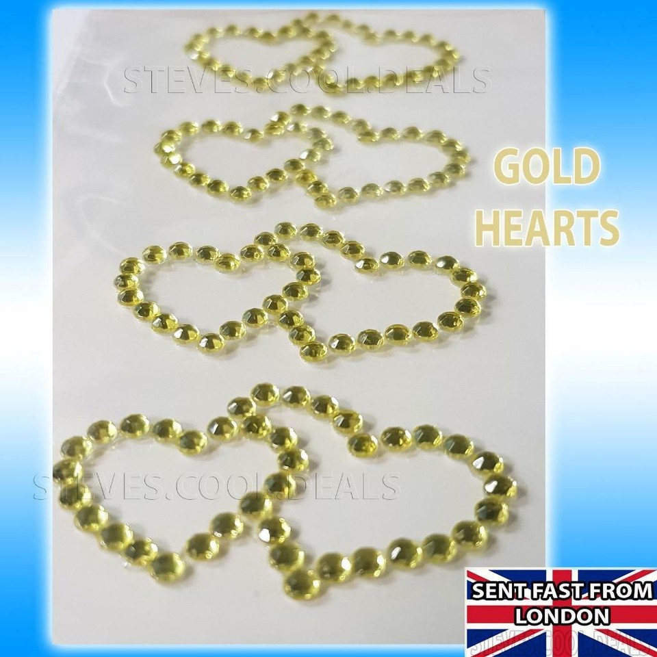 Double Heart Stickers Diamante Sparkly Open Design Love Romance Wedding ...