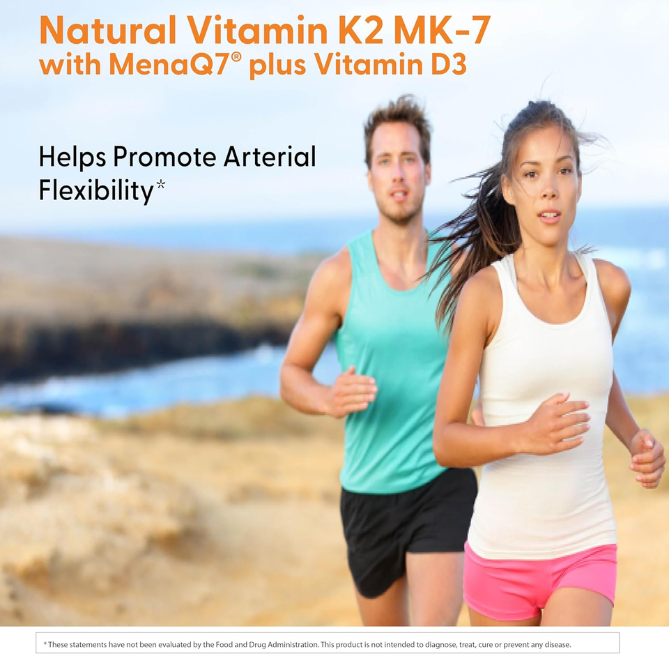 Doctor's Best Natural Vitamin K2 with MK-7, 180Mcg plus D3 1000IU 60 ...
