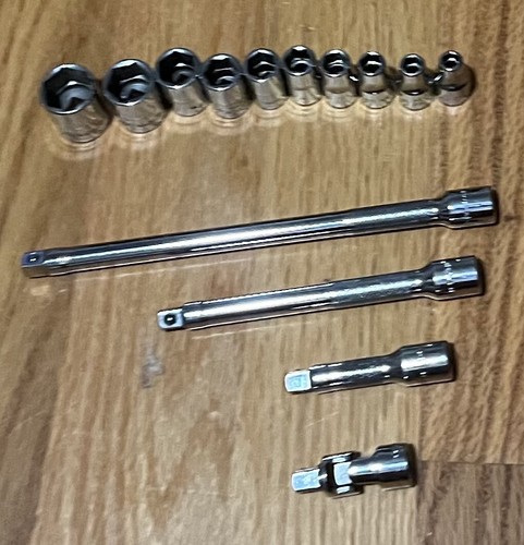 Snap-On 110TMY 1/4 SAE Shallow Socket Set 3/16–9/16 extensions and ...