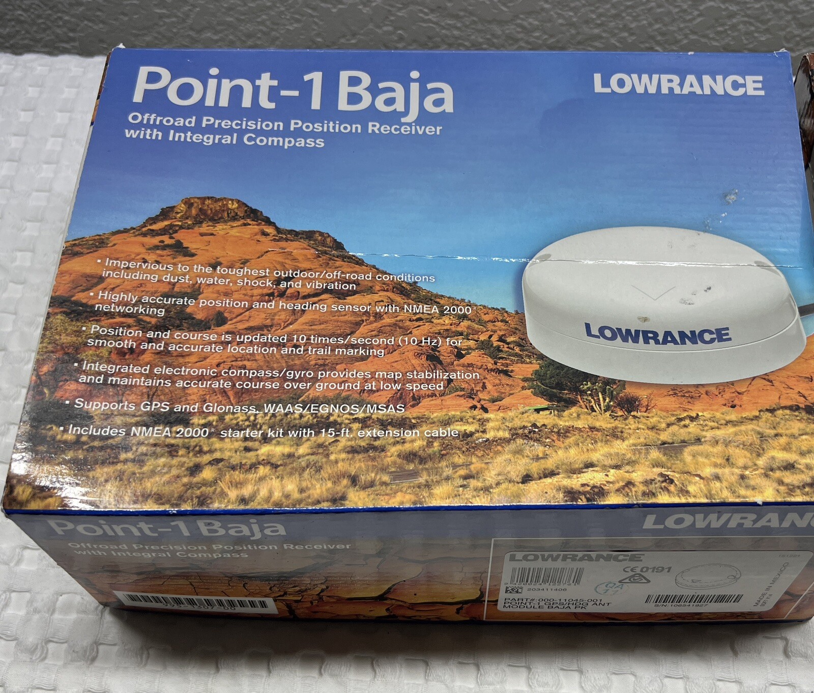 LOWRANCE POINT-1 BAJA GPS ANTENNA, NEW IN BOX. NO RESERVE FREE SHIPPING ...