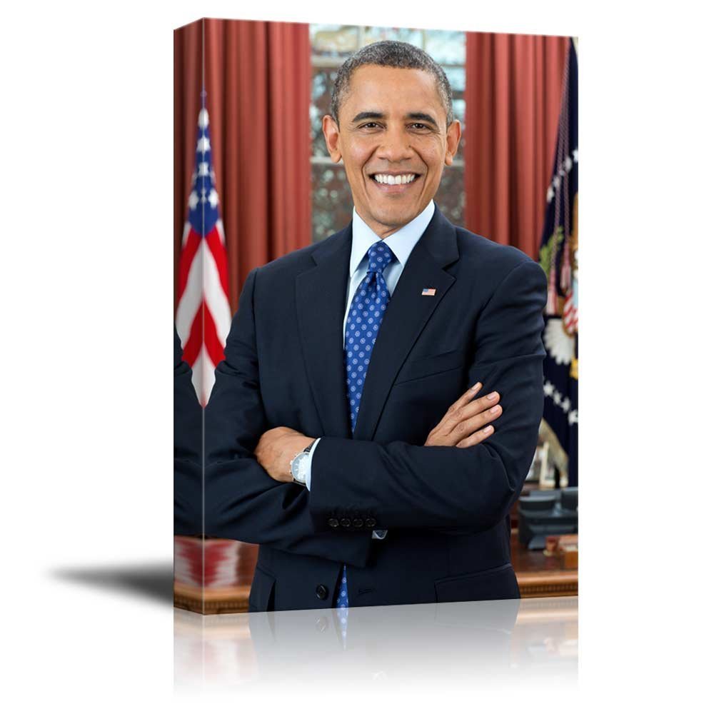 Portrait of Barack Obama - Canvas Wall Art Gallery Wrap Ready to Hang ...