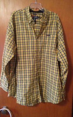 Chaps Easy Care 2XB Long Sleeve Button Down Yellow & Blue Checks Shirt ...