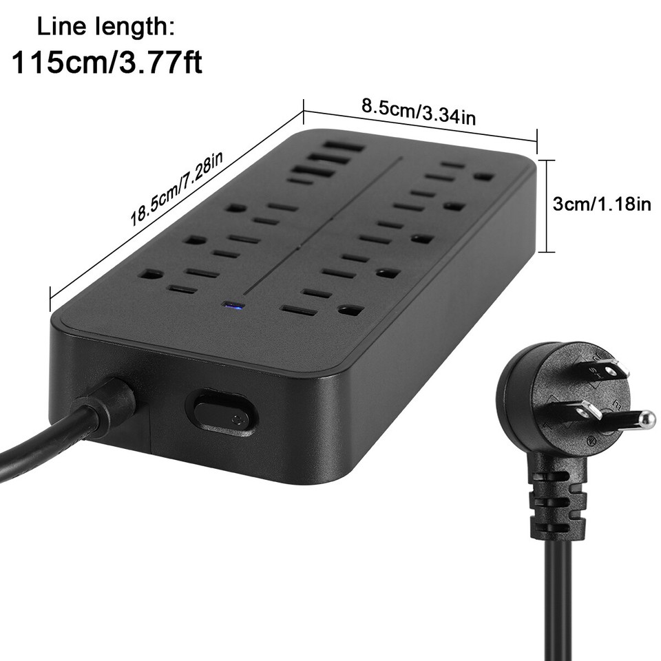 Power Strip Surge Protector Extension Cord with Multi Outlets USB Ports ...